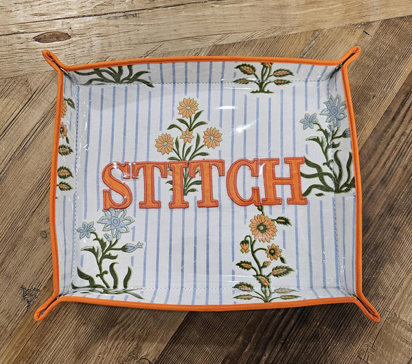Clear Coated Orange Flower Snap Tray- Stitch | Stitch-Stash