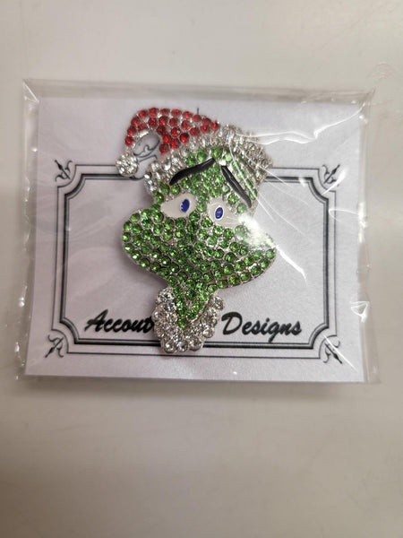 Rhinestone Grinch magnet 1 | Stitch-Stash